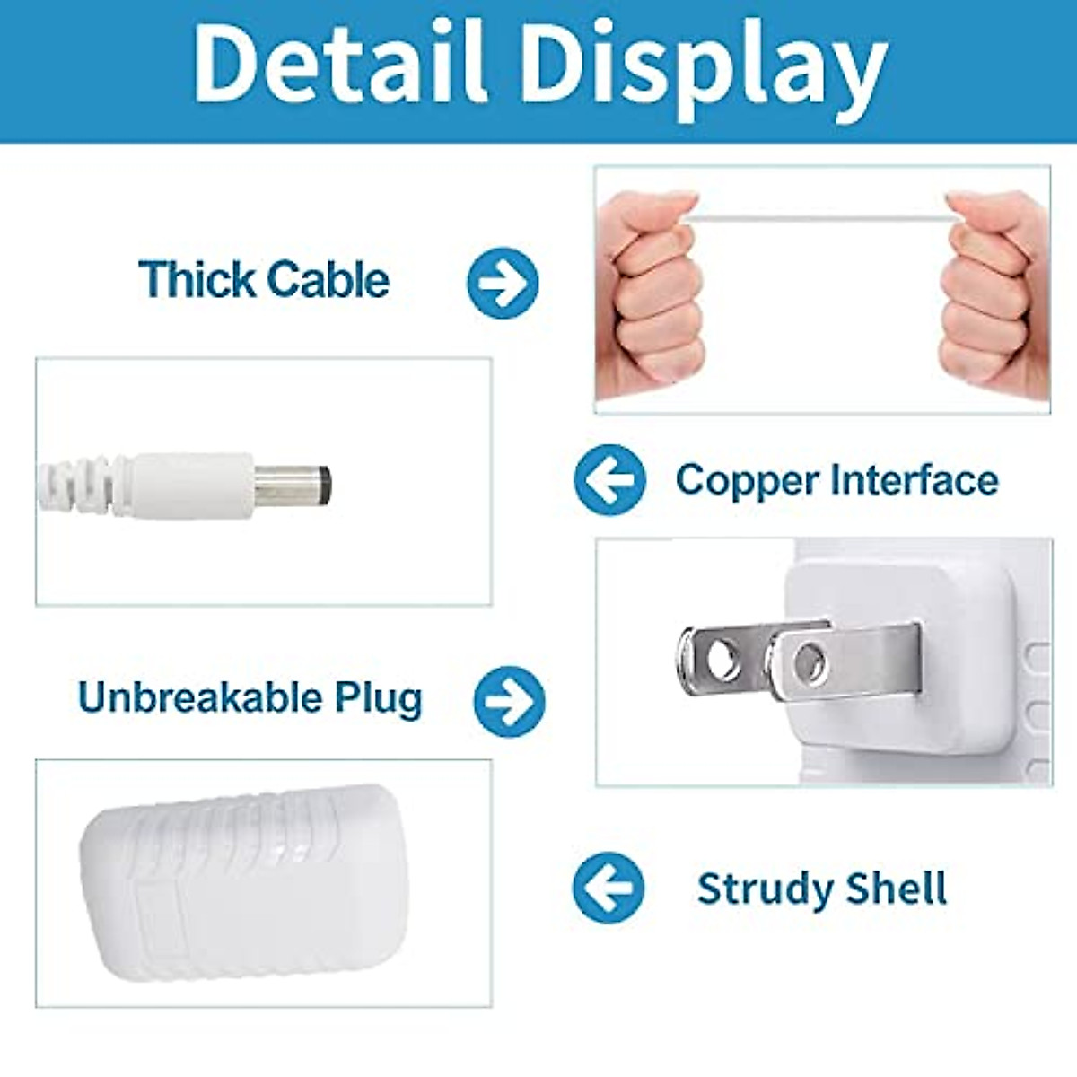 YANZHI Power Cord for Ingenuity/Fisher Price Baby Swing, [6V, 6.6ft] Snugapuppy Power Cord