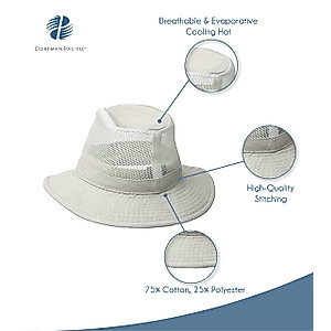 Dorfman Pacific Men's Garment Washed Twill Safari Hat With Mesh Sides, Khaki, Medium