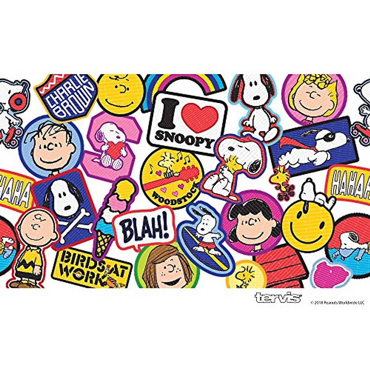 Tervis Triple Walled Peanuts - Sticker Collage Insulated Tumbler Cup Keeps Drinks Cold & Hot, 20oz, Stainless Steel