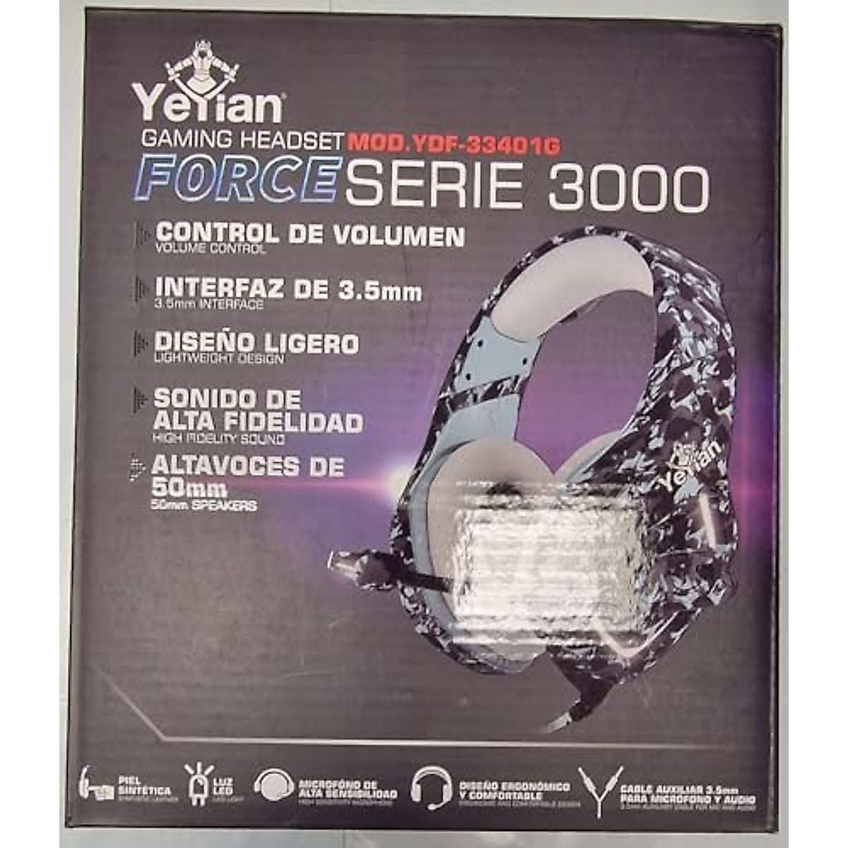 YEYIAN Force Stereo Gaming Headset Mic, Noise Cancelling Over Ear Microphone Headphones, Bass Surround, Soft Earmuffs, Compatible with PS4 Xbox One PS5 Nintendo Controller PC Laptop Games, Winter Camo