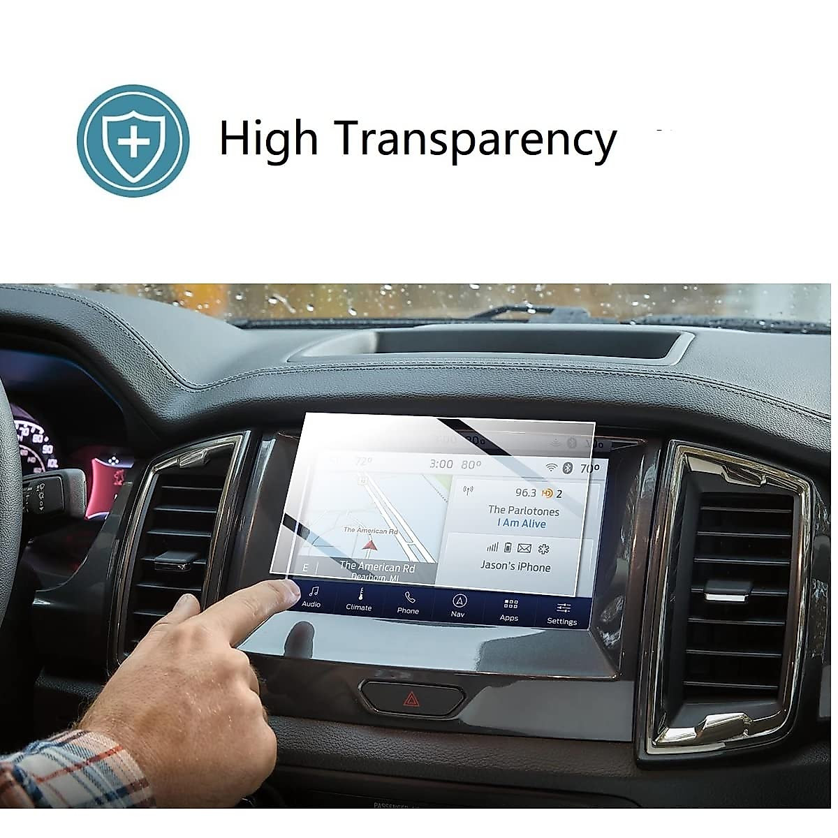 ZFM Tempered Glass Screen Protector Compatible With Ford Ranger 2019-2023,9H Hardness,High Definition,Protecting Ford SYNC3 8” Car Center Touch Screen