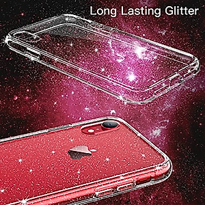 JETech Glitter Case for iPhone XR, 6.1-Inch, Bling Sparkle Shockproof Phone Bumper Cover, Cute Sparkly for Women and Girls (Clear)