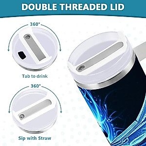 ODAWA 40 Oz Dragonfly Blue Insulated Tumblers with Lid and Straw, Insulated Stainless Steel Tumbler