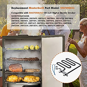 800 Watts Smoker Heating Element Kit Rplacement Part for Masterbuilt and Char-Broil Digital Electric Smokers, Model 9907090033 or FDES30111