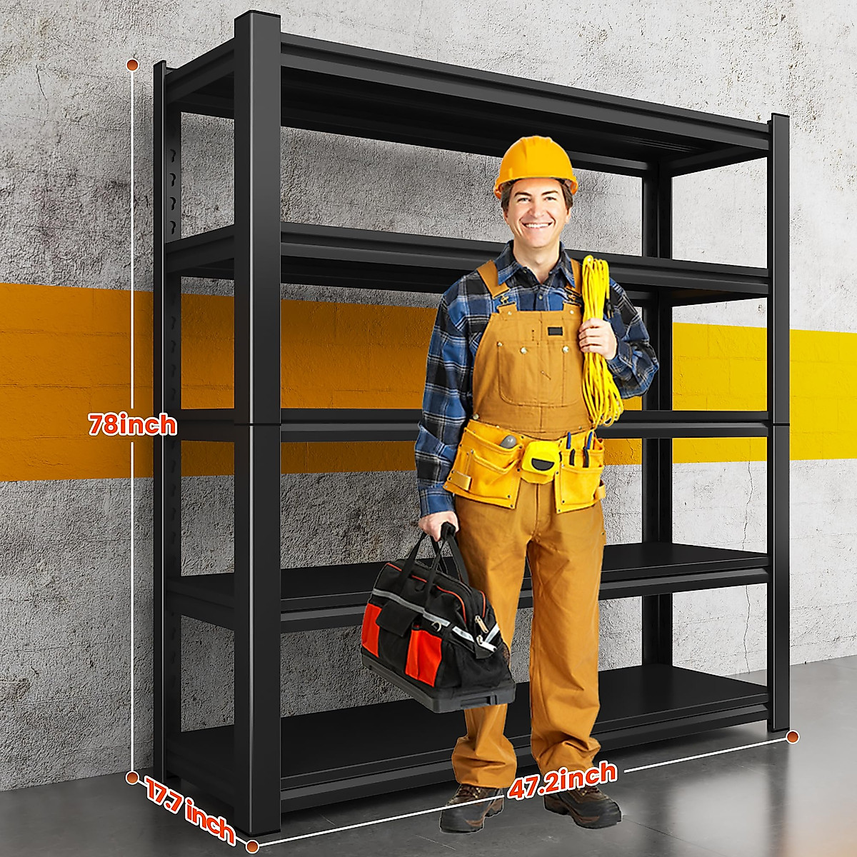 LLIIFFEE Storage Shelves 2000LBS Heavy Duty Garage Shelving Adjustable 5 Tier Metal Shelving Unit Industrial Utility Rack for Garage Storage, Basement, Warehouse Organization (15.7" D*35.4" W*72" H)