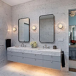 G-LEAF Bathroom Mirror for Wall, 30" X 40" Rectangular Wall Mirror, Black Metal Framed with Rounded Corner, Hangs Horizontal Or Vertical