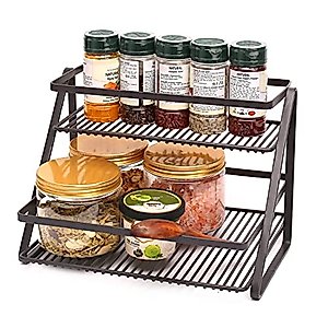 WIRESPIRIT - Coffee Bar Organizer, Spice Rack with No Assembly Required – Storage and Organizer for Kitchen Countertop, Cupboard, Coffee Station, Medicine Cabinet, Bathroom - Bronze