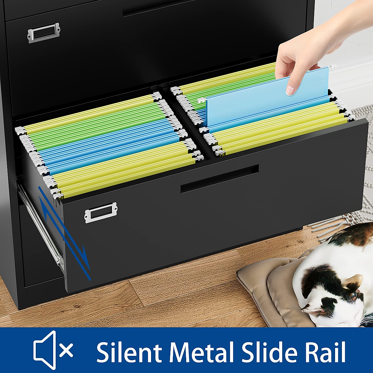 Fesbos Lateral File Cabinet with Lock, 3 Drawer Large Metal Filing Cabinet,Home Office Lockable Storage Cabinet for Hanging Files Letter/Legal/F4/A4 Size-Assembly Required