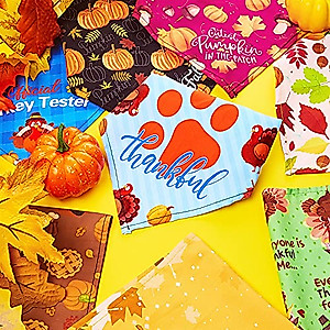 8 Pieces Thanksgiving Dog Bandanas Fall Pumpkin Pet Scarf Triangle Scarf Pet Adjustable Washable Dog Bib for Thanksgiving Pet Costume Supply (Vivid Pattern)