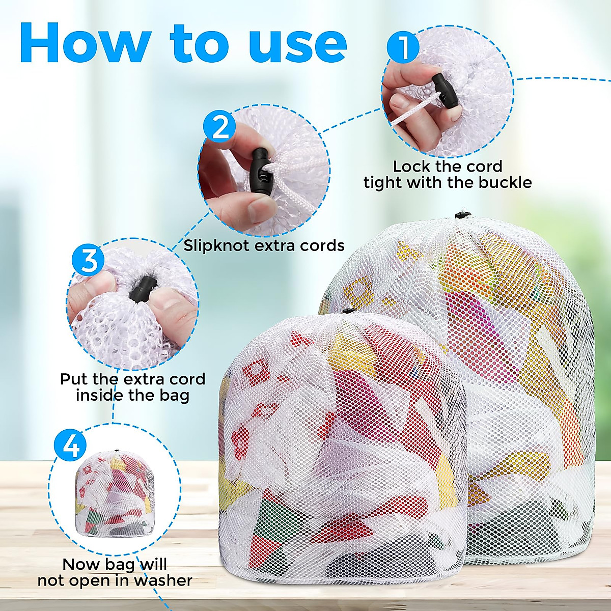 2Pcs Large Mesh Laundry Bags,Machine Washable Drawstring Design Mesh Wash Bags Big Laundry Bags for Laundry Storage for Home Dorm Hotel Travel Use,20x23inch, 23x31inch