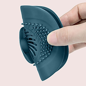 Hair Catcher, Silicone Shower Drain Stopper, Durable Drain Covers for Shower to Catch Hair, Hair Stopper Easy to Install and Clean Suit for Shower, Bathroom, Bathtub, Kitchen Sink (Blue)