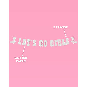 xo, Fetti Let's Go Girls Glitter Banner - Silver, 5 Ft. | Bachelorette Party Decorations, Cowgirl Birthday, Last Rodeo Backdrop, Nashville, Cow Rodeo Theme