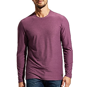 MIER Men's Soft Long Sleeve T Shirts for Workout, Running, Gym, Casual, Athletic Crew Neck Lightweight Dry Fit T-Shirts, Plum Heather, L