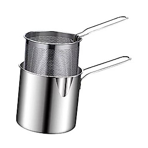 Generic Stainless Steel Deep Fryer Pot with Basket for Tempura,Fried Chicken Legs,French Fries