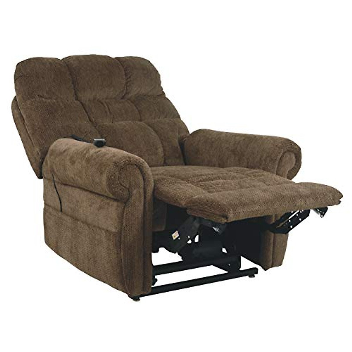 Signature Design by Ashley Ernestine Upholstered Power Lift Adjustable Oversized Recliner, Brown