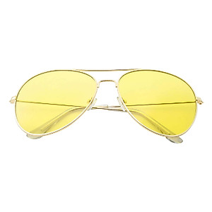 Mens Large Aviator Yellow Lens Sunglasses - Colored Tint Lens