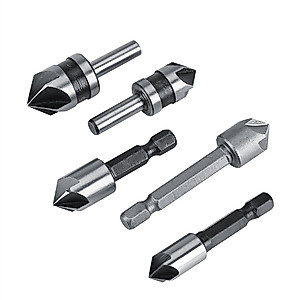 【𝐄𝐚𝐬𝐭𝐞𝐫 𝐏𝐫𝐨𝐦𝐨𝐭𝐢𝐨𝐧】 Countersink Drill Bit Set, 5 Pcs/Set High Speed Steel Industrial Countersink Drill 5 Flutes Woodworking Chamfering Cutter