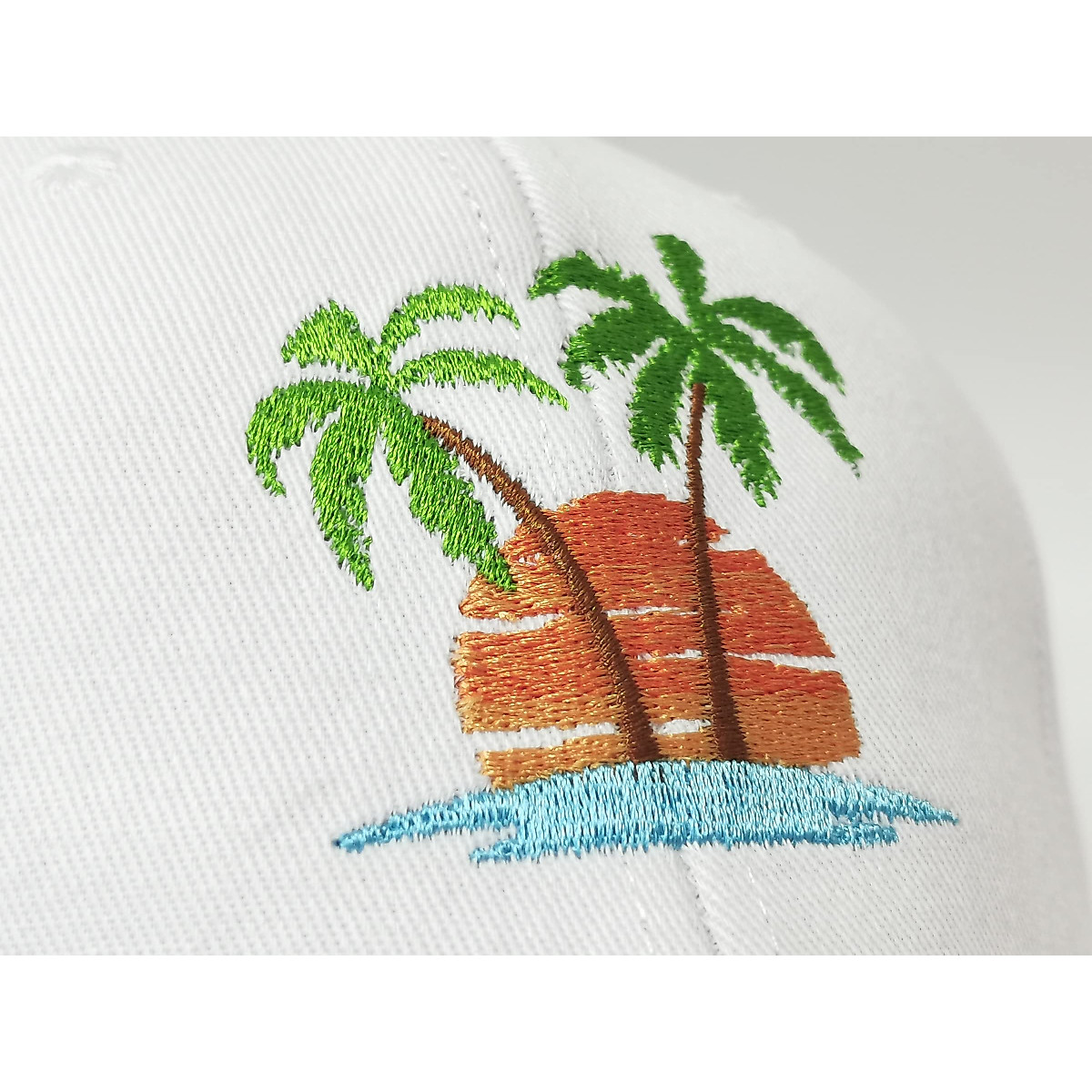 Hepandy Palm Trees Embroidered White Baseball Caps for Women Men Girls, Outdoor Adjustable Cotton Snapback Trucker Hats Embroidery Dad Hat Unisex
