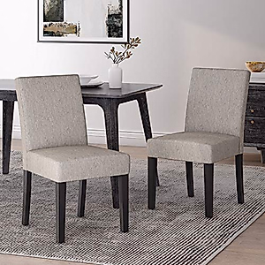 Christopher Knight Home Boling Contemporary Upholstered Dining Chair (Set of 2), Light Grey + Dark Brown