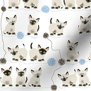Spoonflower Fabric - Siamese Kittens Balls Kitten Playful Cat Cute Printed on Petal Signature Cotton Fabric by The Yard - Sewing Quilting Apparel Crafts Decor