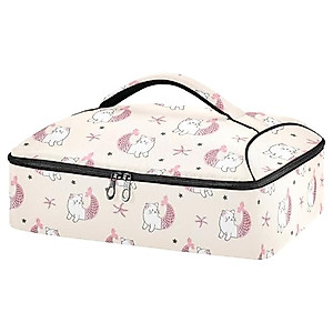 Kcldeci Insulated Thermal Food Carrier Insulated Casserole Carrier for Hot or Cold Food,Cartoon Cat Mermaid Insulated Tote Bag for Potluck Cookouts Parties Picnic,Lasagna Lugger