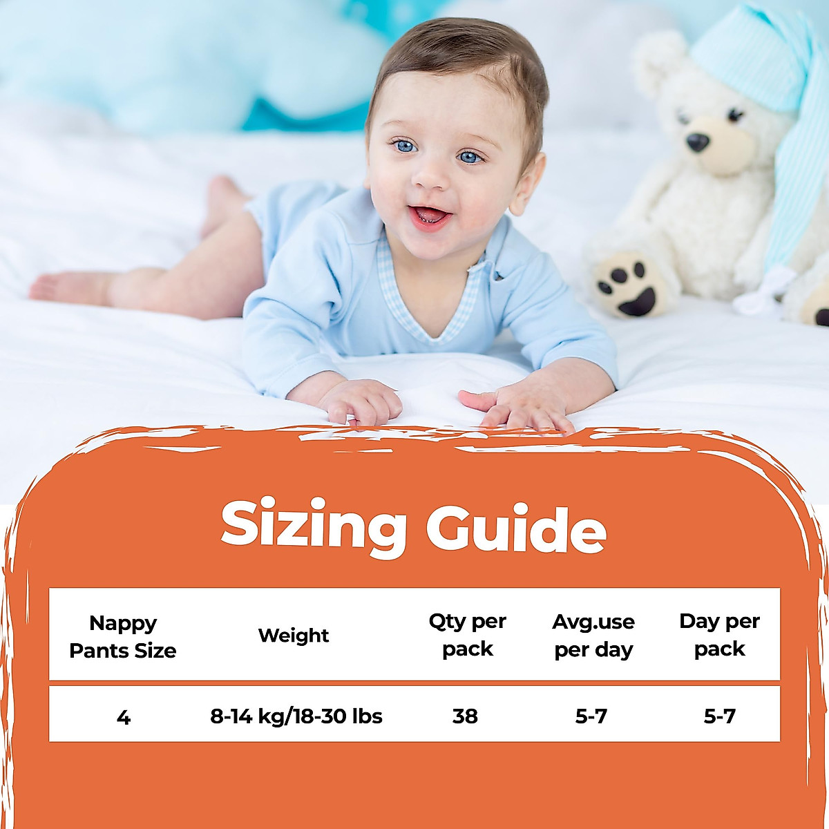 M&Y Nappychat Premium Performance Eco Diapers, Size 4 (38 Diapers) Smart Tube Technology. Leak Protection. 100% Recyclable. Hypoallergenic, Dermatologically-Tested No Lotion, Perfume or Dyes