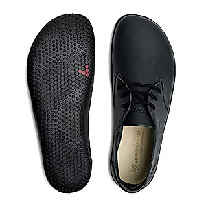 Vivobarefoot Ra III, Mens Leather Barefoot Oxford Lace Up Shoe Obsidian