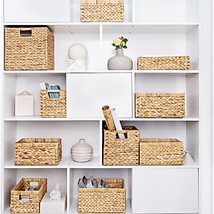 M4DECOR Set 2 Toilet Paper Storage, Toilet Paper Basket for Back of Toilet, Toilet Basket Tank Topper, Toilet Paper Storage Basket, Towel Baskets for Bathroom Storage (2 Packs 4.0x6.25x14.25 inches)