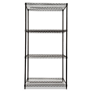 Alera NSF Certified Industrial Four-Shelf Wire Shelving Kit, 36w x 24d x 72h, Black