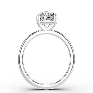 3.0 Carat Moissanite Engagement Ring, Emerald Cut DF Color VVS Clarity Moissanite in Square Wedding Rings, Sterling Silver Rings for Women with 18K White Gold Plated (6)