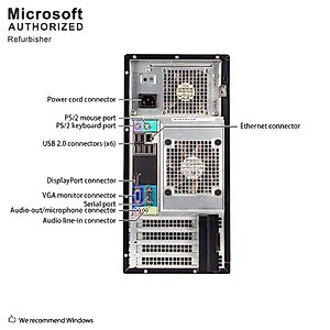 Dell Optiplex High Performance Desktop Computer Tower, Intel Quad Core i7 up to 3.8GHz, 16GB RAM, 512GB SSD, DVD, WiFi, VGA, DP, Windows 10 Pro 64 Bit-Multi-Language En/Sp/Fr(Renewed)