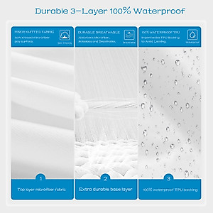 GRT 2 Pack 100% Waterproof Mattress Protector Twin Size, Breathable & Noiseless Waterproof Mattress Cover Fitted Deep Pocket from 5" to 19", Smooth Washable Twin Bed Protector - Vinyl Free
