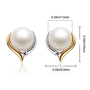 Jewlldeen Pearl Earrings for women, 925 Sterling Silver Studs Jewelry, for Women, Wife,Mom, Her