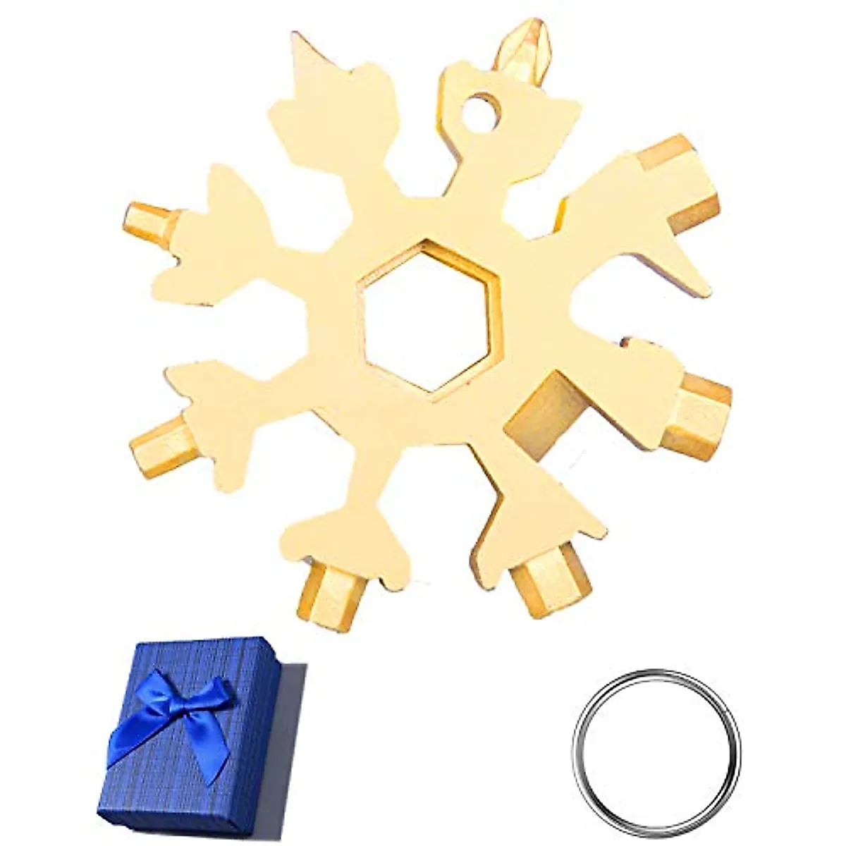 Yiflin 18-in-1 Snowflake Multitool, Stainless Steel Snowflake Tool Snowflake Bottle Opener/Flat Phillips Screwdriver Kit/Wrench, Durable and Portable to Take, Great Christmas Gift with Gift Box