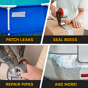 Lockport Duct Tape Heavy Duty Waterproof - 30 Yards x 2 Inch - 12 Roll Pack Silver Duct Tape Bulk - No Residue, Flexible, Strong, All-Weather Tape and Easy Tear - Grey Heavy Duty Duct Tape