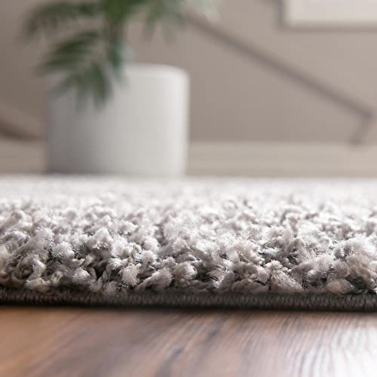 Unique Loom Solid Shag Collection Area Rug (8' x 10', Cloud Gray)