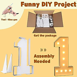 imprsv 4FT Marquee Numbers, Marquee Light Up Numbers for 1st 21st Birthday Decorations, Marquee Light up Letters Anniversary Party Decor, Mosaic Numbers for Balloons Number 1, Pre-Cut Foam Board Kit