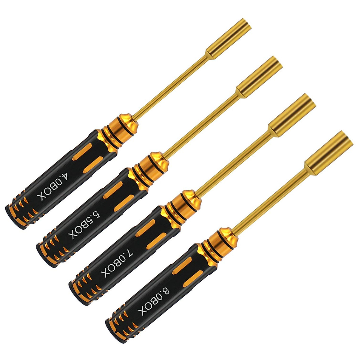 VQRTKS 4pcs RC Hex Driver Wrench 4.0mm 5.5mm 7.0mm 8.0mm Hexagonal Head Nut Drivers Repair Tool Set for RC Car Helicopter FPV Drone Titanium Nitride TiNi
