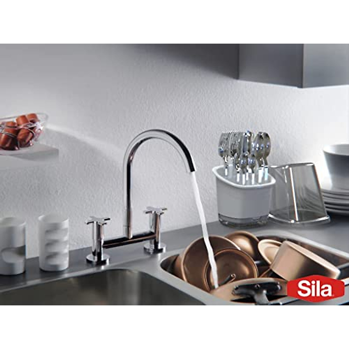 Toledo Covered Cutlery and Utensil holder, Flatware Plastic Caddy Organizer for Silverware with Cover top Perfect for Kitchen, picnic, home, BBQ, Party, Camping, Outdoor and Restaurant (White)