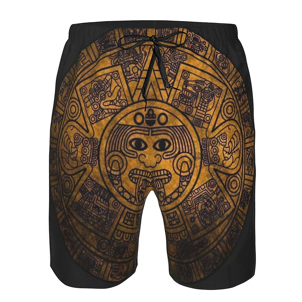 Aztec Calendar Mayan Sun Stone Men's Swim Trunks Drawstring Beach Shorts Quick Dry Surf Trunk Gym Shorts