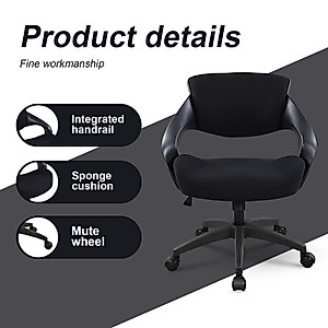 BOJUZIJA Ergonomic Office Computer Desk Chair,Lumbar Support 360°Swivel Task Chair-Black