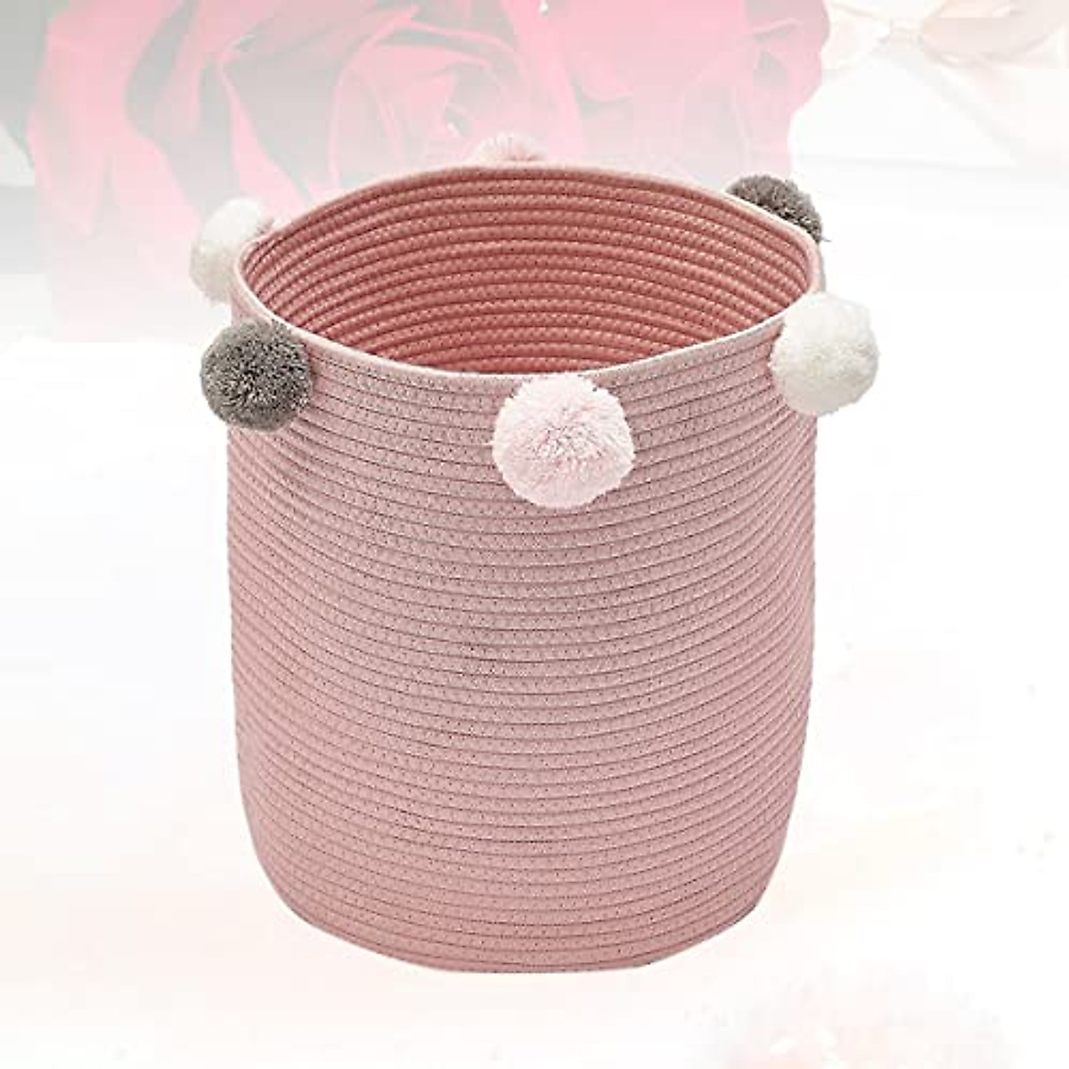 Collapsable Laundry Basket Collapse Laundry Basket Storage Laundry Bucket Basket Container Sundries with Round Hamper Cotton Pom Clothes Decor Collapsible Laundry Baskets