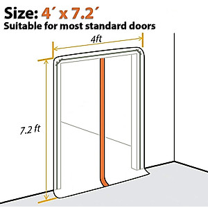 Professional Zipper Door, Dust Protection Wall, Barrier for Dust Containment - Heavy-Duty Construction Access Door - Plastic Sheeting Temporary Door, Zipper Barrier Room Seal - Reusable Doorway