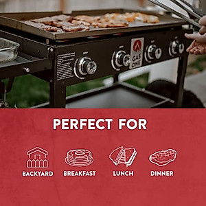 Gas One Propane Burner Grill – 36-Inch Flat Top Grill Griddle Cooking Station – Foldable 4 Burner Propane Grill with Pre-Seasoned Griddle – Professional Burners for Outdoor Cooking with Side Shelves