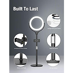 Computer Ring Light for Video Conference Lighting, Elitehood Desktop Ring Light with Stand for Laptop, 8 inch Light Ring for Zoom Meeting, Video Recording/Make Up/Live Streaming//Online Video Call
