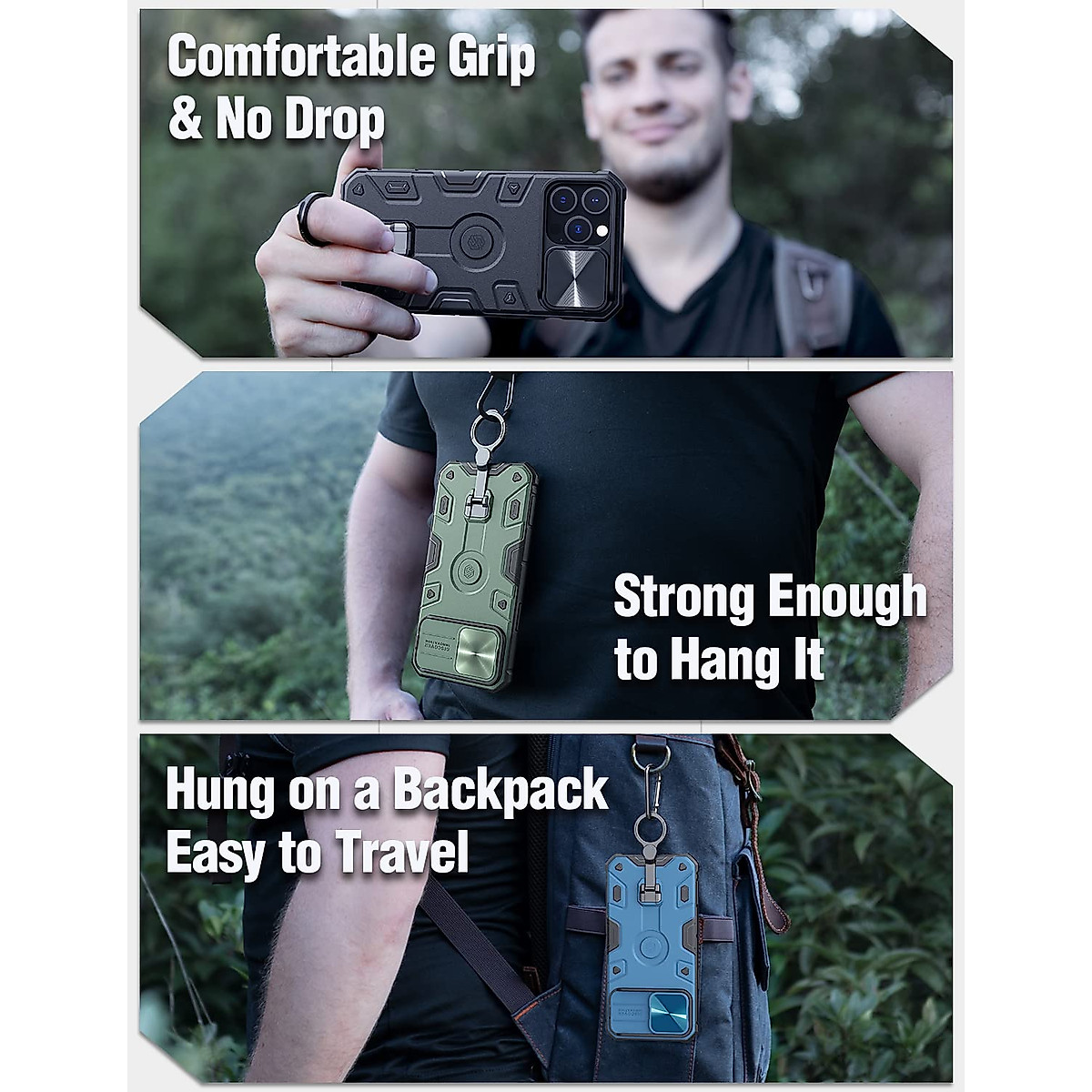 Nillkin [2022 Upgraded] iPhone 13 Pro Max Case [Compatible with MagSafe] [Slide Camera Cover] [Multifunctional Kickstand] Heavy Duty Protection Armor Case for iPhone 13 Pro Max 6.7'' Green