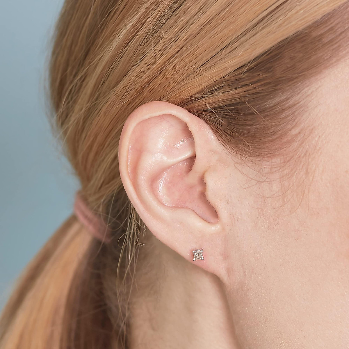 Beyond Brilliance 14K White Gold Princess Diamond Accent Earrings By Diamond Stud Earrings For Women Gift Box Included