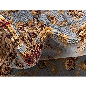 Unique Loom Voyage Collection Traditional Oriental Classic Intricate Design Area Rug (4' 0 x 6' 0 Rectangular, Light Blue/Gold)