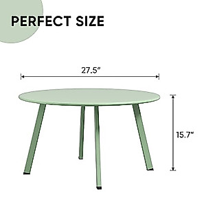 Nalupatio Patio Round Outdoor Coffee Table Side Table Round end Table Weather Resistant Steel Large/Normal Round End Table Outdoor Side Table for Balcony, Porch, Deck, Poolside Yard Garden