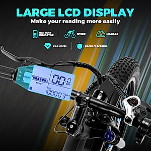 Speedrid Electric Bike 48V 500W Fat Tire Electric Bike Snow Bike 26" 4.0, 48V 10.4Ah Removable Battery and Professional 7 Speed (Black and Red)